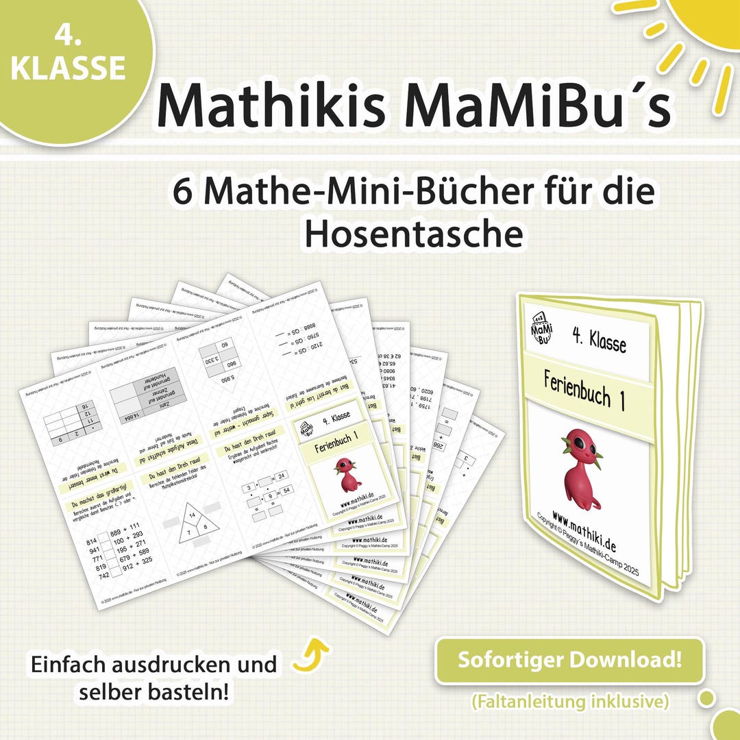Mamibu - Math Mini Books for Grade 4 | 6 Small Foldable Books With Math ...