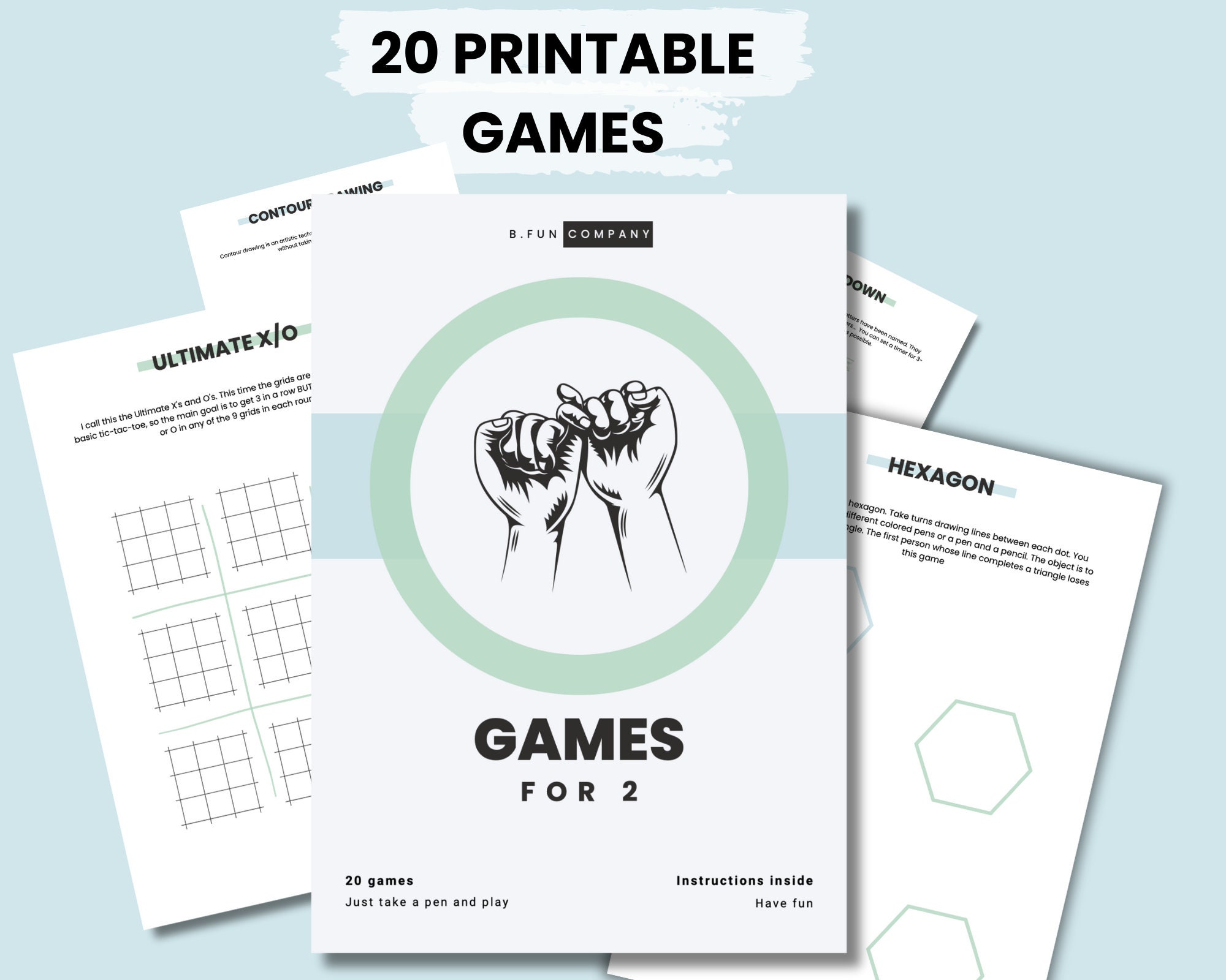 20 Printable Games Bundle for Two, Couples Game, Friends Game, Date ...
