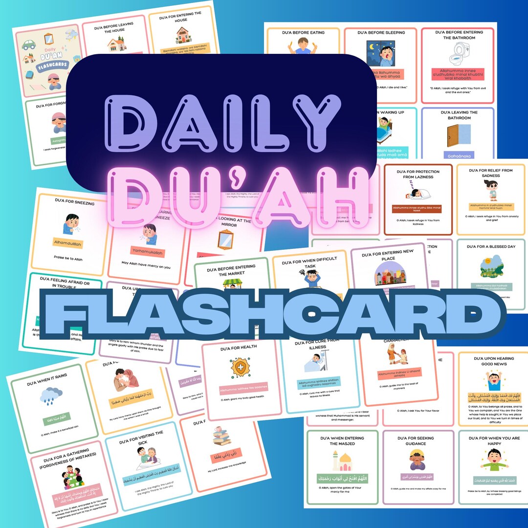 Daily Du'ah Flashcards for Kids | Islamic Printable Dua Cards | Muslim ...