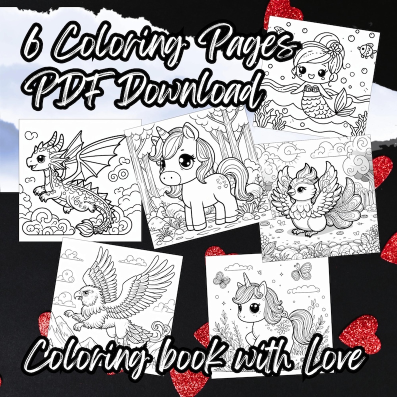 Fantasy Creatures Coloring Book Cute Animal Art Kids Coloring Pages ...