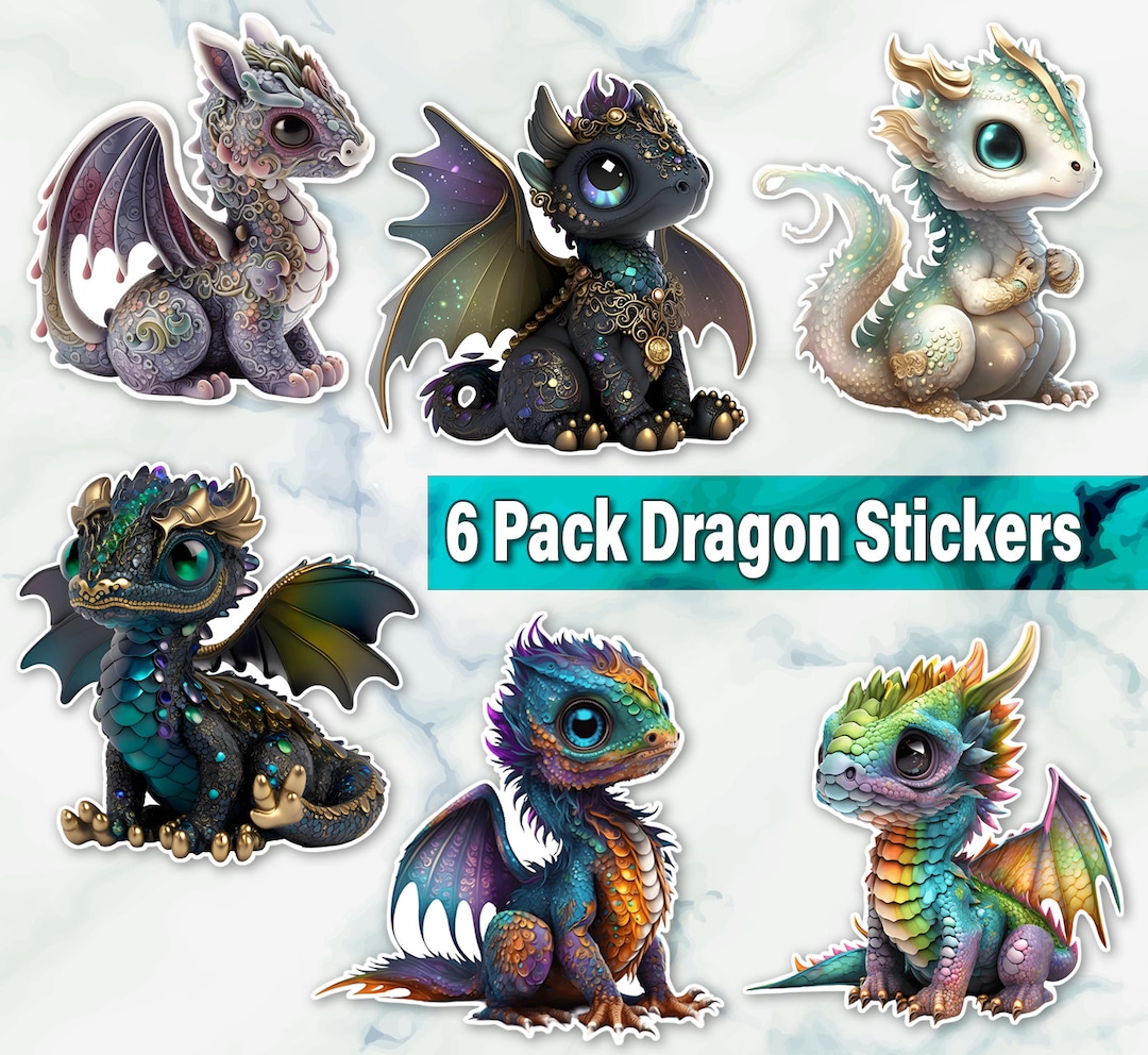 Dragon Sticker Pack, Cute Dragon Sticker, Fantasy Sticker, Bumpber ...