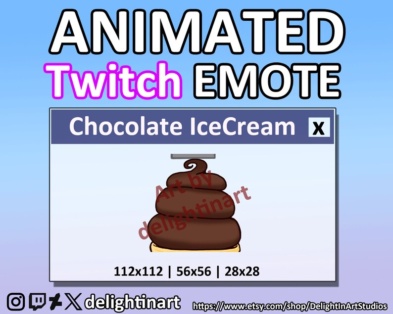 ANIMATED Chocolate Ice Cream Twitch Emote - Etsy