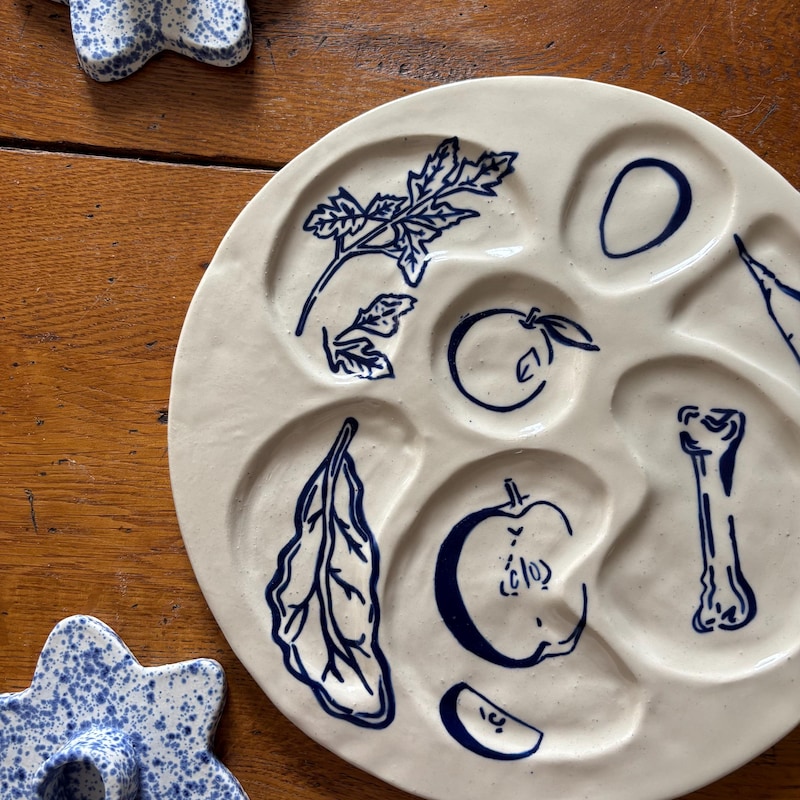 Blue Seder Plate - Etsy