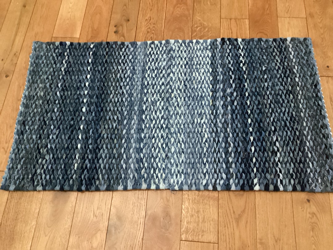24 X 48 Denim Twined Rag Rug - Etsy