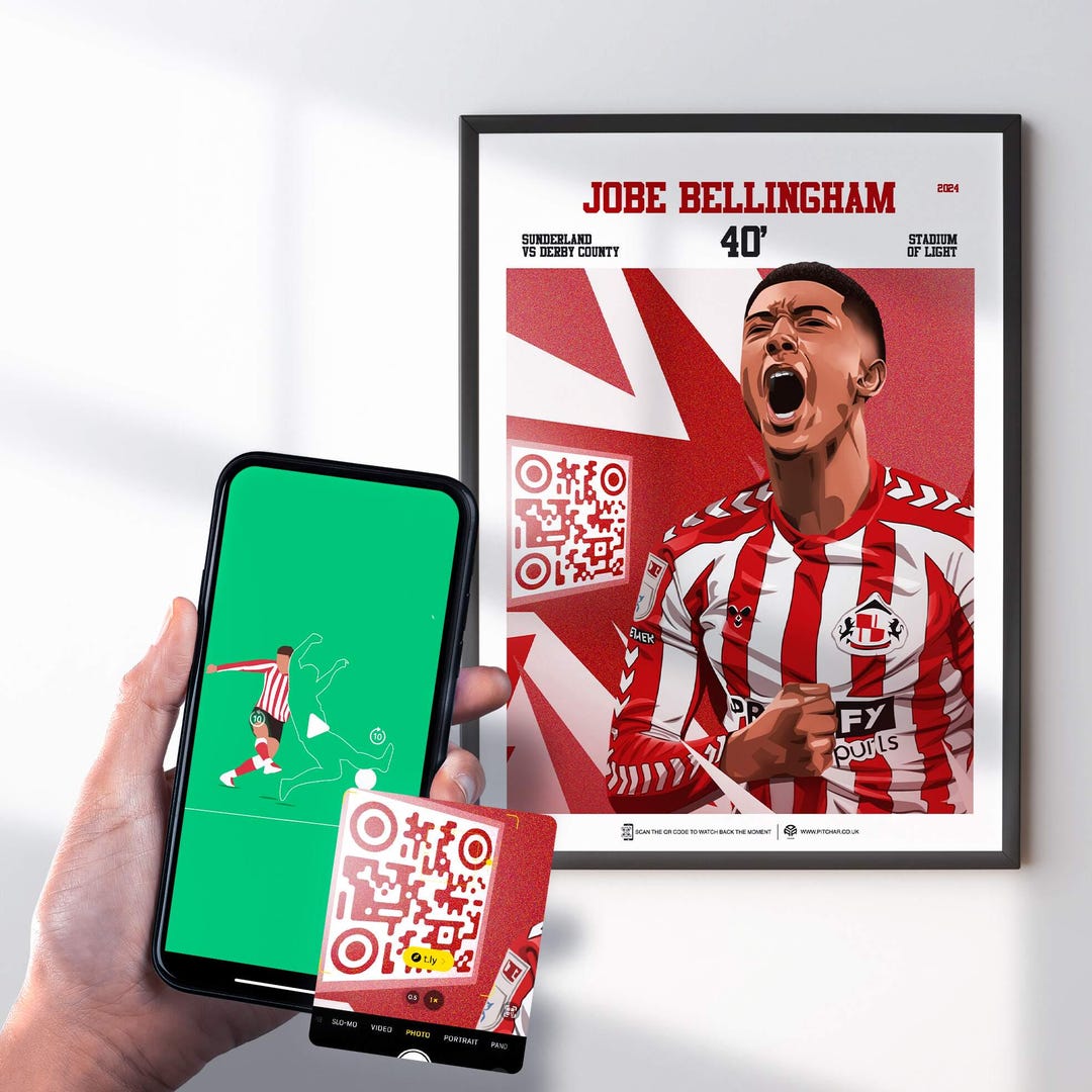 Sunderland AFC Poster Jobe Bellingham Goal, Football Art, Soccer Print ...