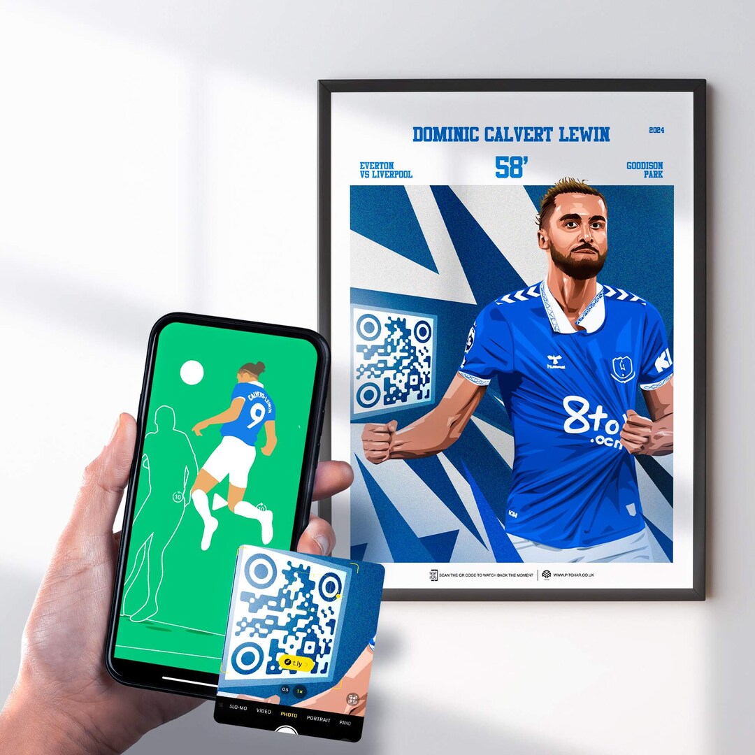 Everton Poster Calvert-lewin Goal, Football Art, Soccer Print, Football ...