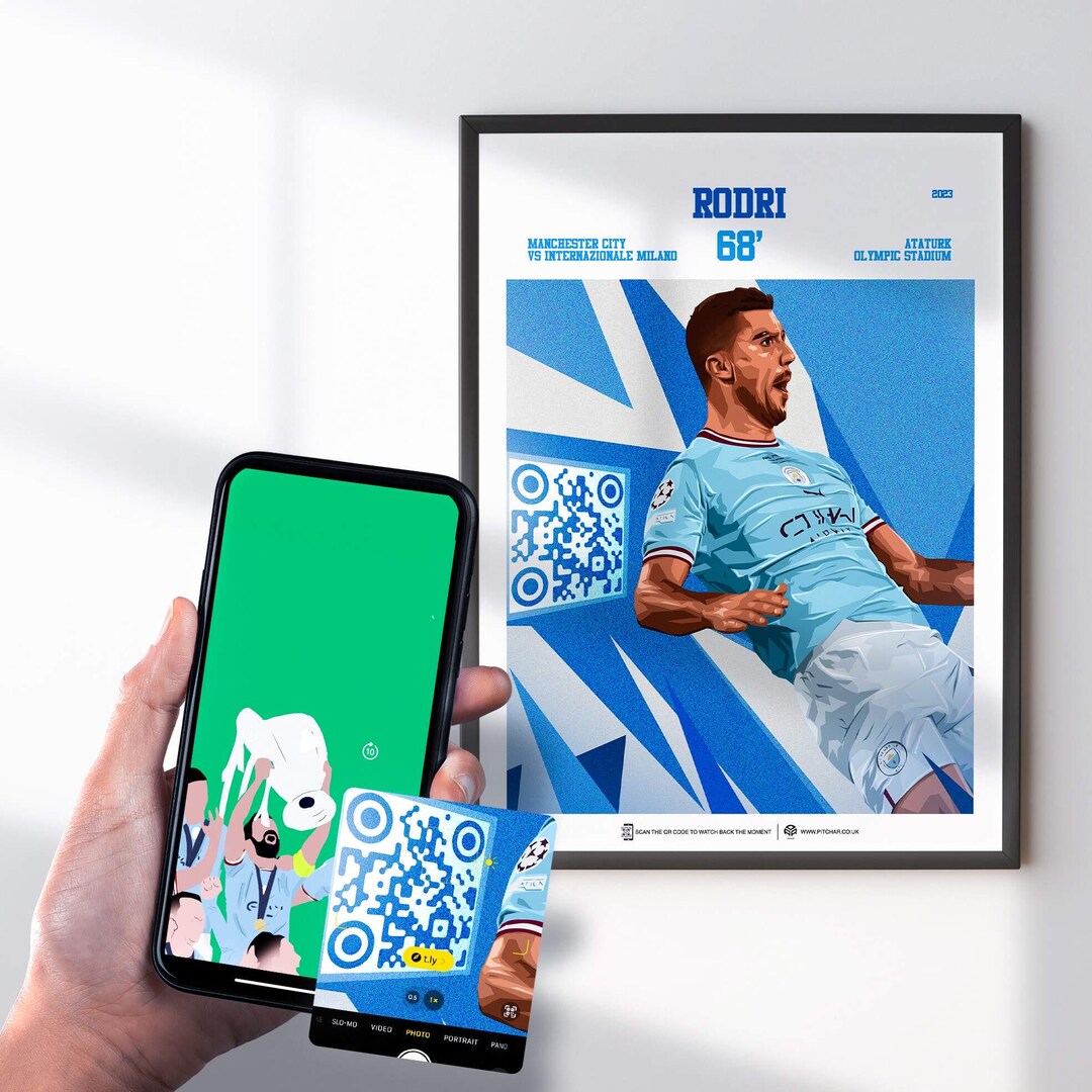 Manchester City Poster Rodri Goal, Football Art, Soccer Print, Football ...