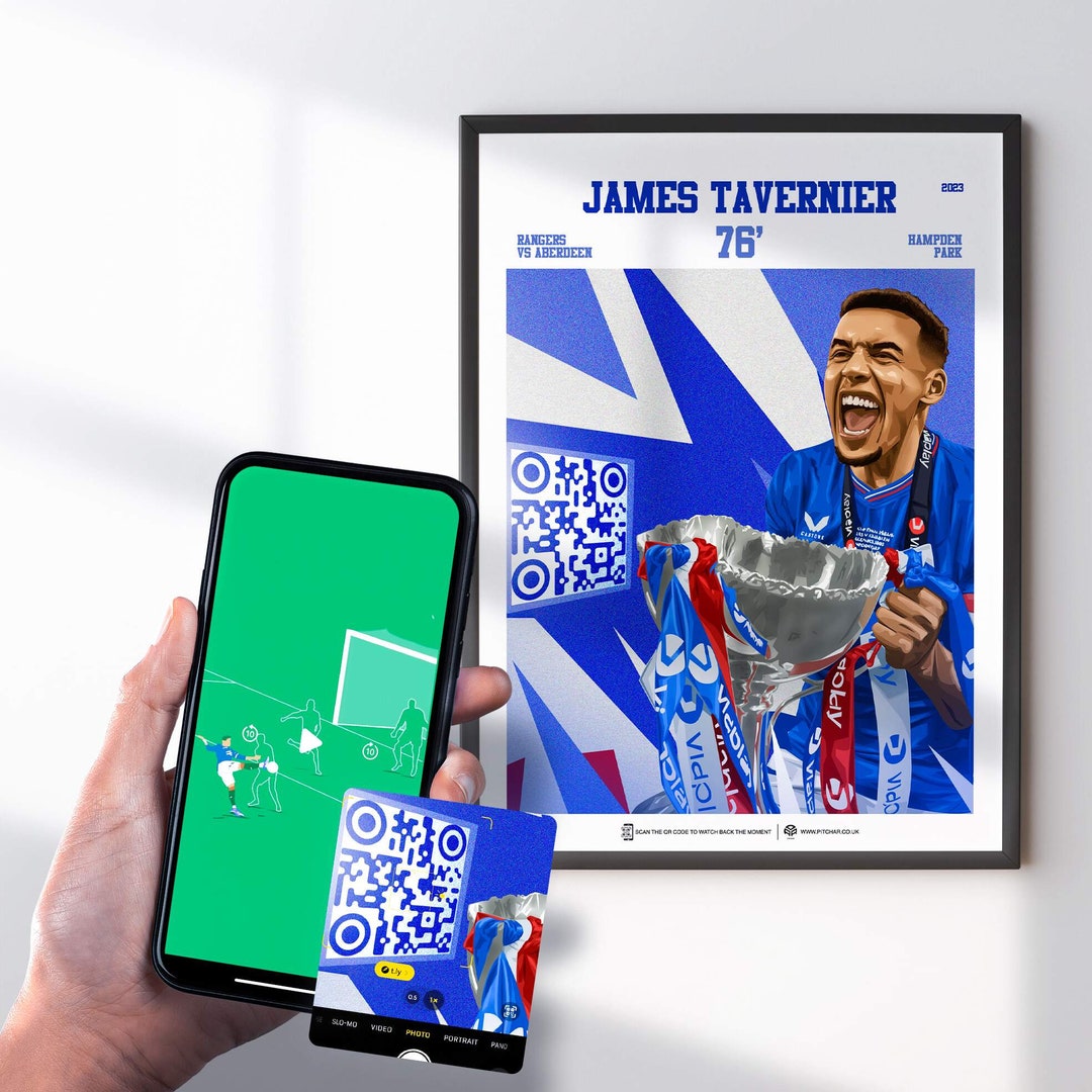 Rangers Poster Tavernier Final Goal, Football Art, Soccer Print ...
