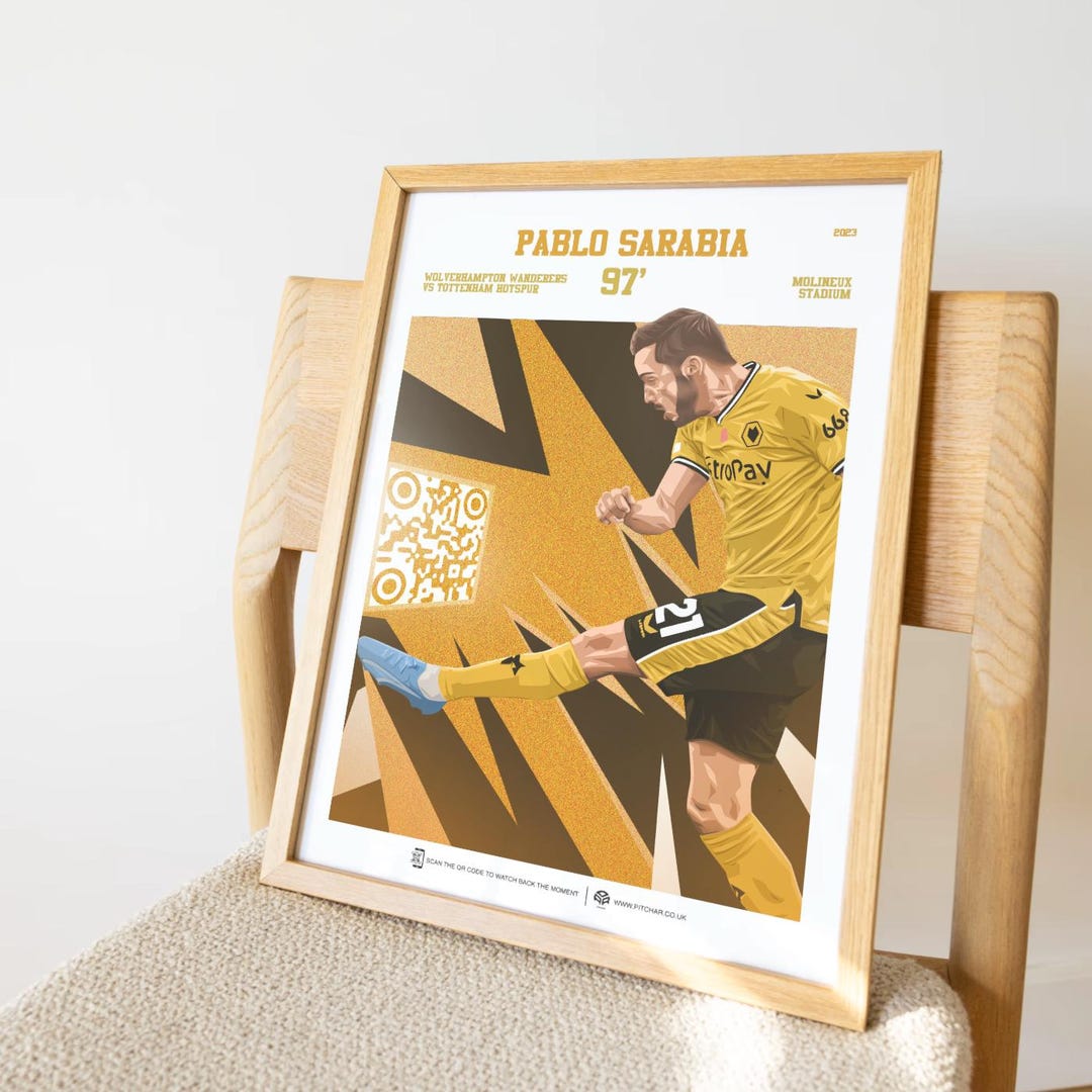 Wolves Poster Pablo Sarabia Goal, Gifts for Him, Wolves Art, Wolves ...