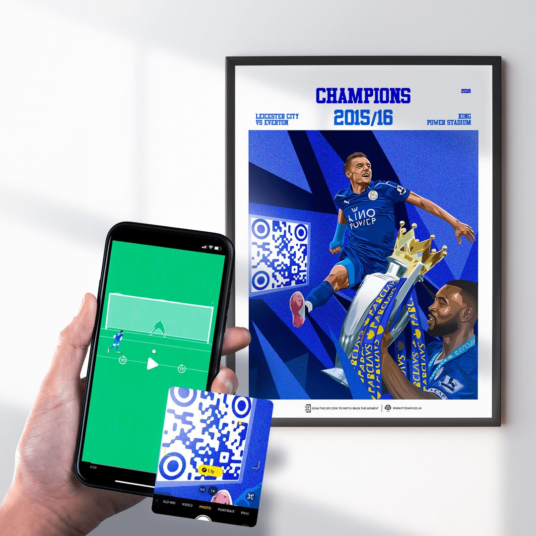 A4 Leicester City Champions Poster V Everton Interactive Video Replay ...