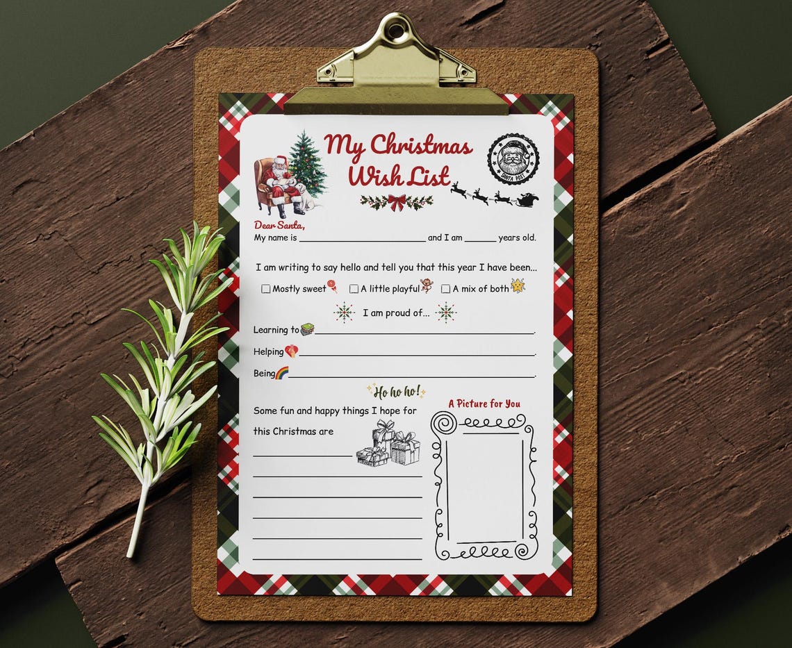 Christmas Wish List Printable – Letter to Santa – Christmas Activity ...