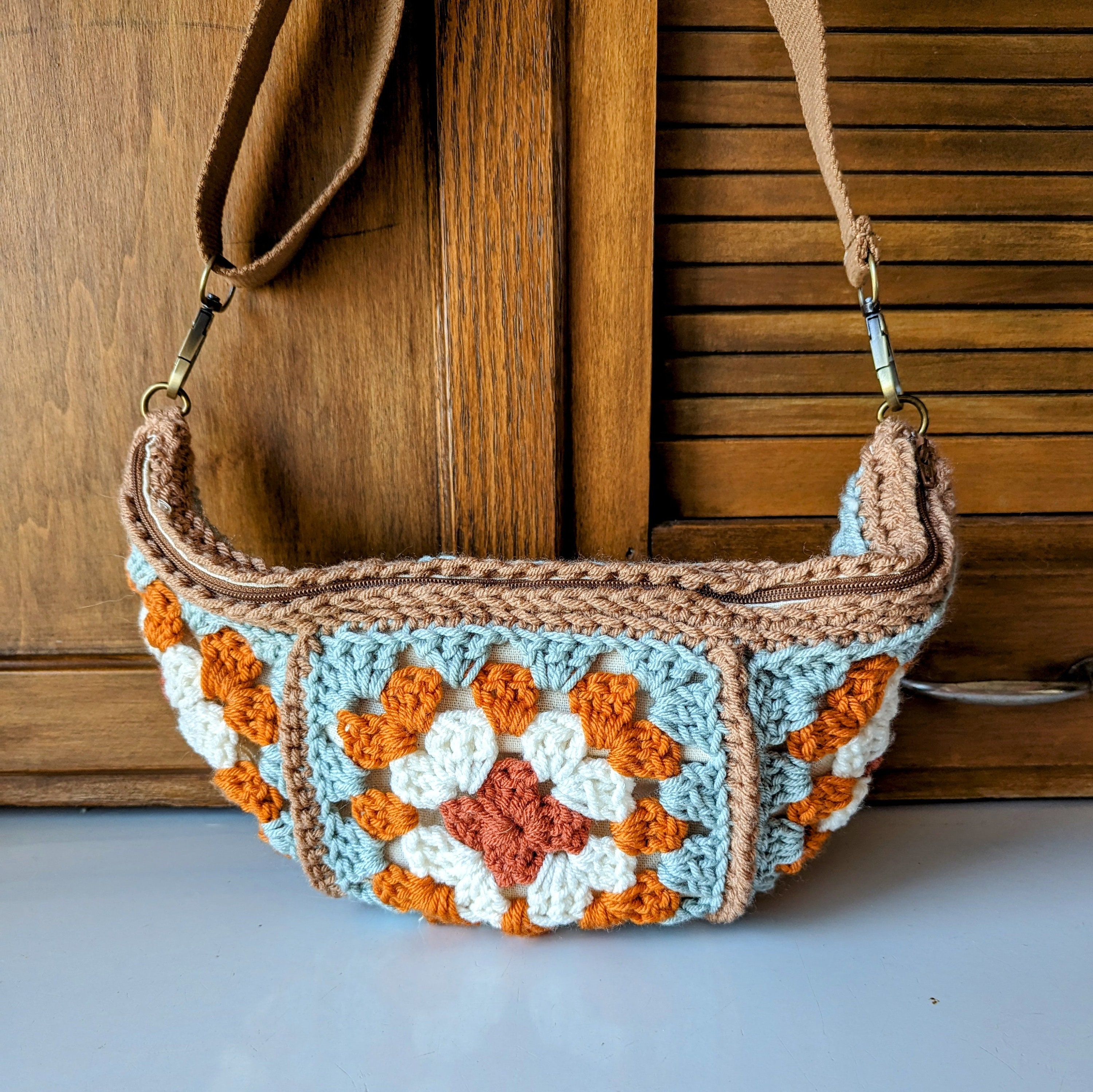 KIT-Crochet Oma Quadrat Bauchtasche Kit-mit Futter - Etsy.de