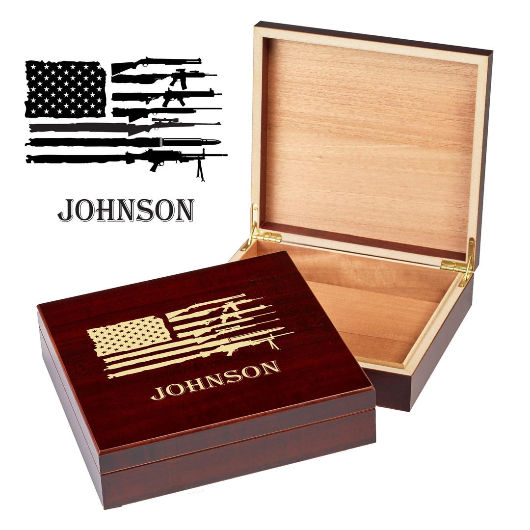 American Gun Flag | USA Flag Keepsake Box | Military Gifts | Custom Keepsake Box | Personalized ...