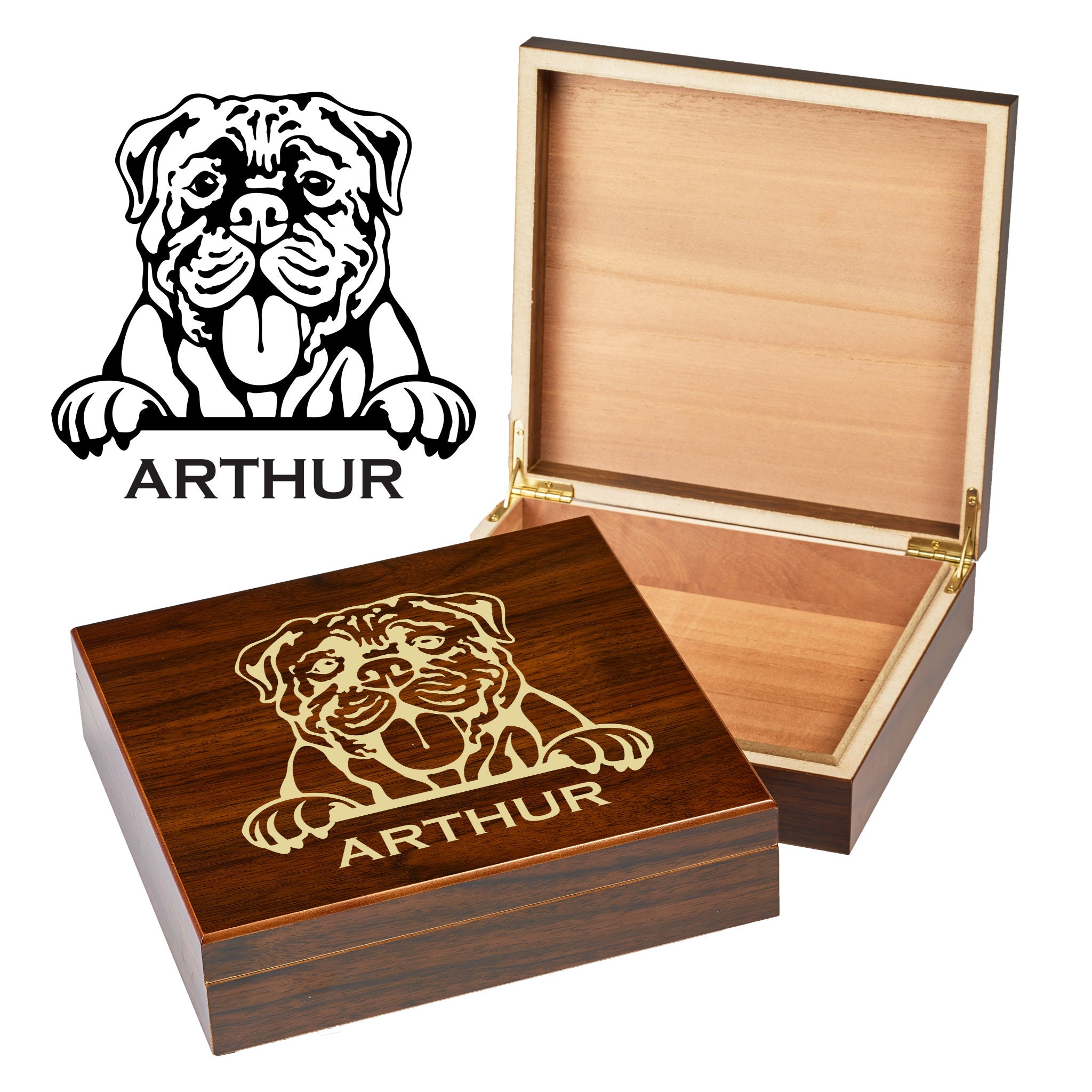 Custom Mastiff Dog Box | Engraved Dog Memory Box | Personalized Dog ...