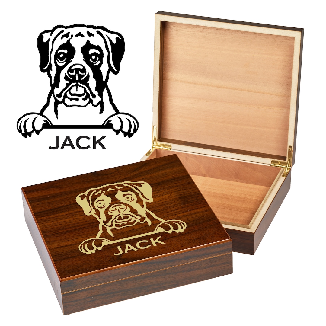 Custom Boxer Dog Box | Engraved Dog Memory Box | Personalized Dog ...