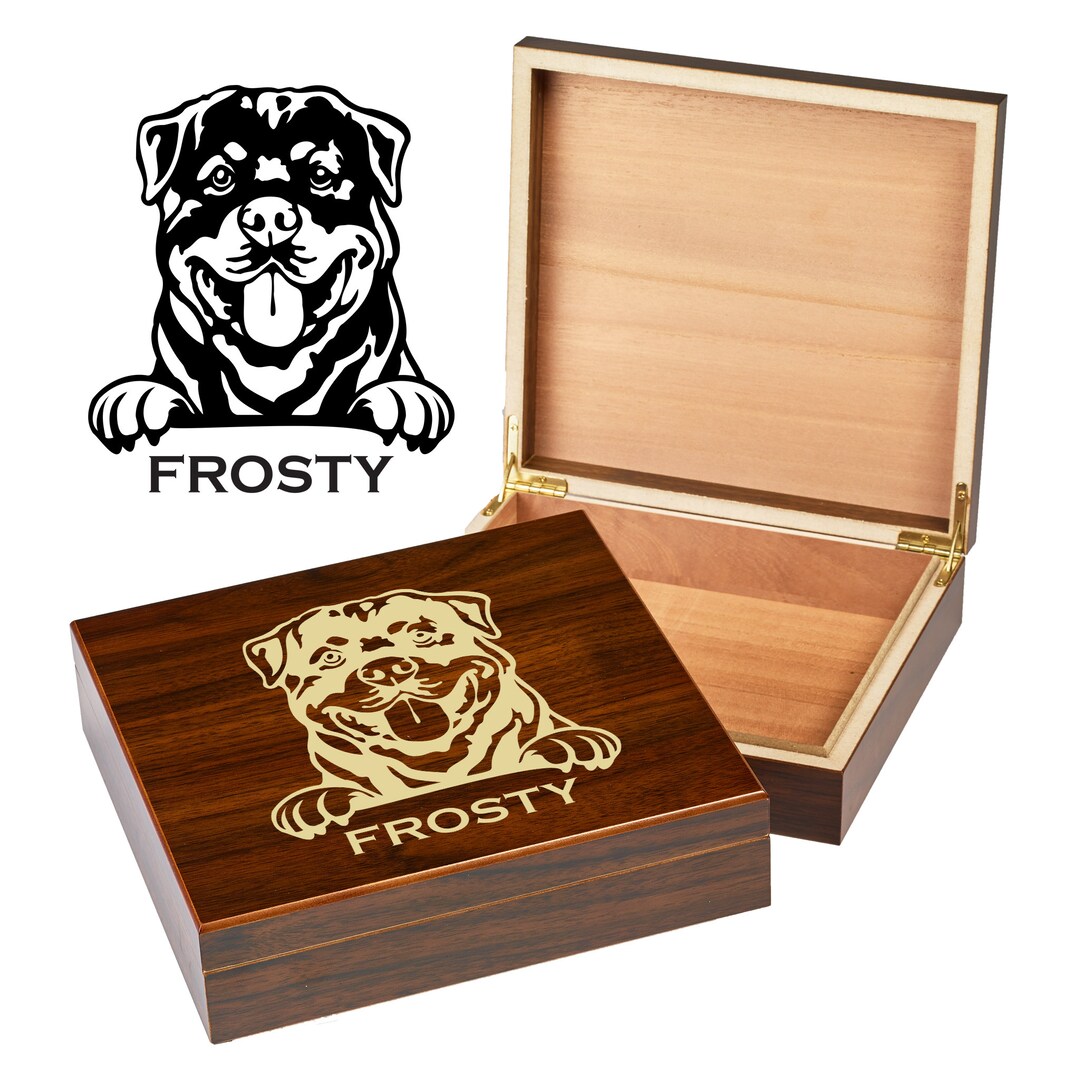 Custom Rottweiler Dog Box | Engraved Dog Memory Box | Personalized Dog ...