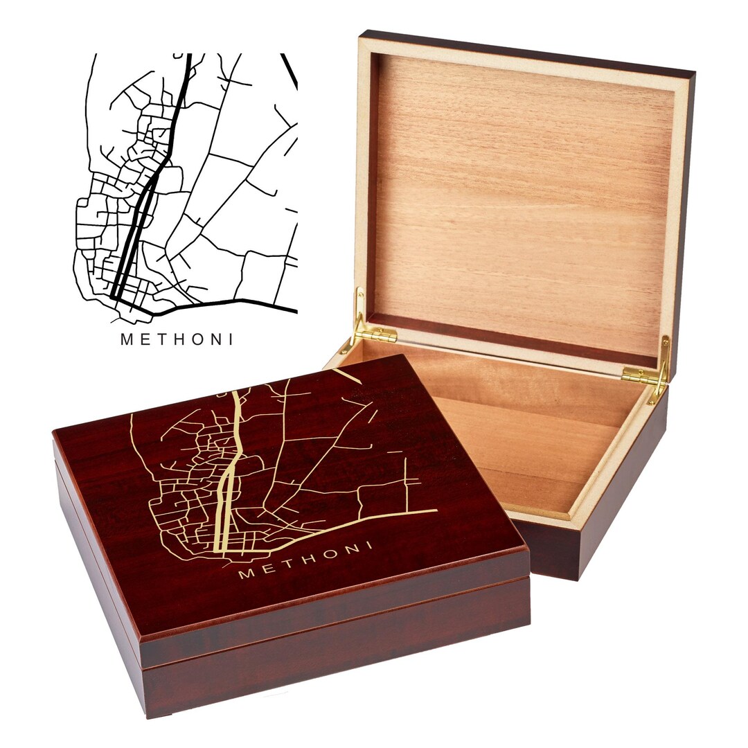 Methoni Keepsake Box | City Maps | Custom Engraved Keepsake Box | City ...