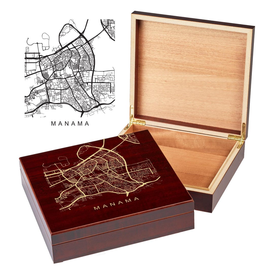 Manama Keepsake Box City Maps Custom Engraved Keepsake Box City Skyline ...