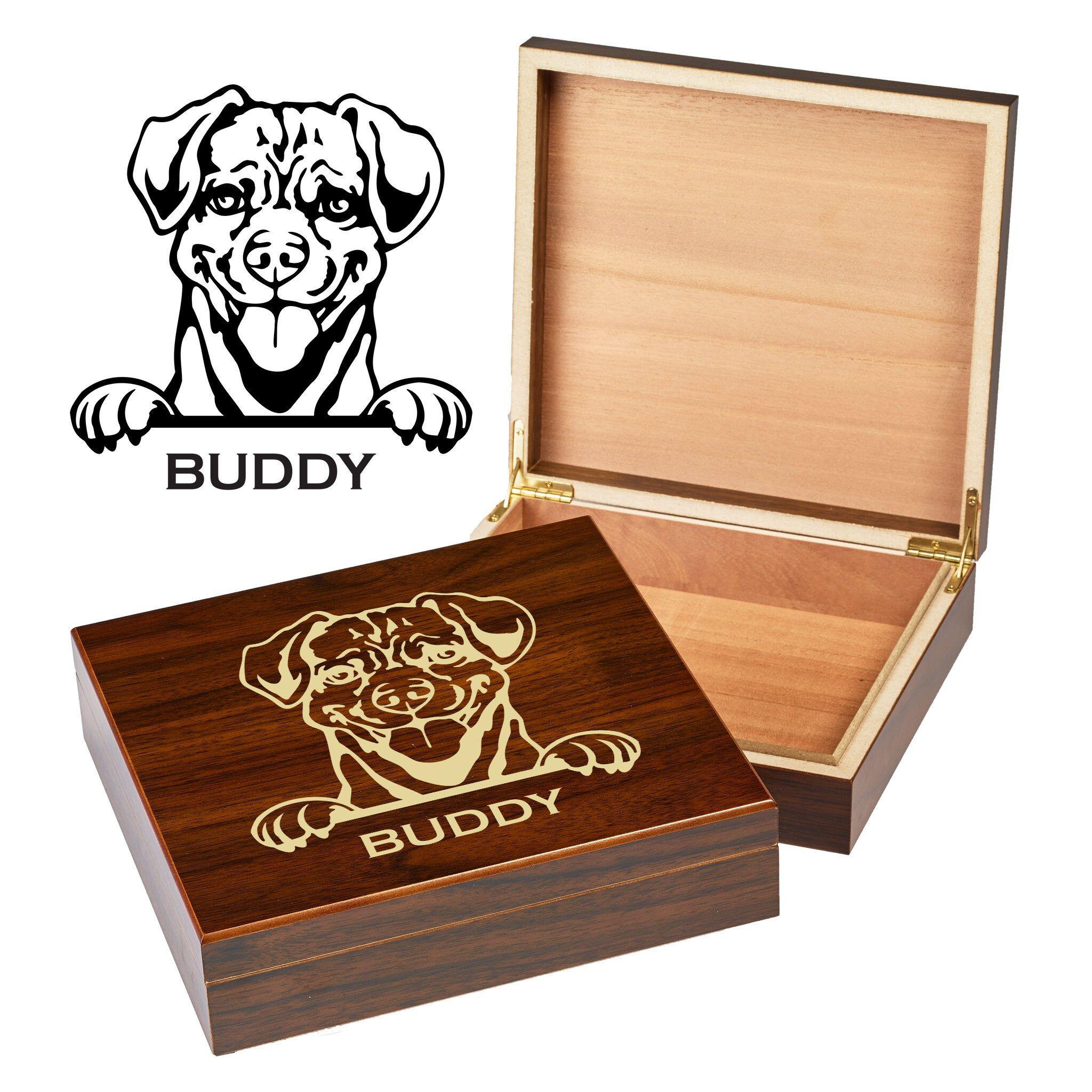 Custom Puggle Dog Box | Engraved Dog Memory Box | Personalized Dog ...