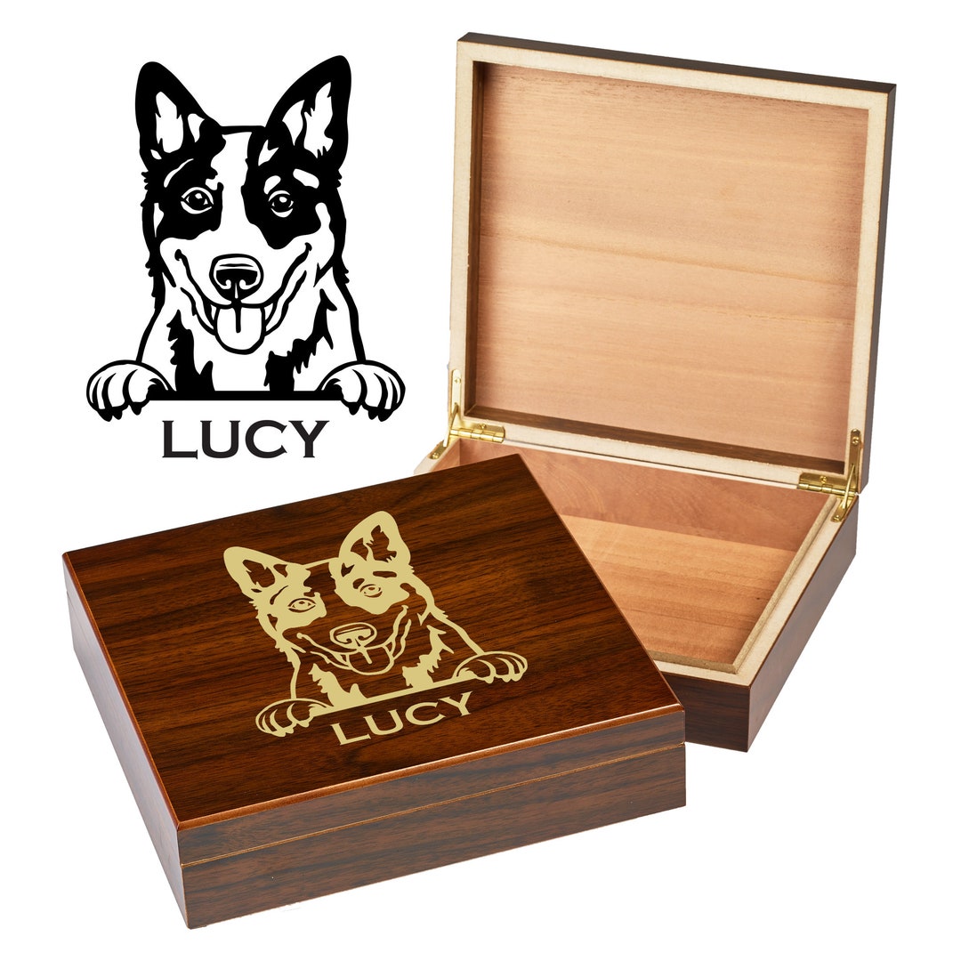 Custom Blue Heeler Box | Engraved Dog Memory Box | Personalized Dog ...
