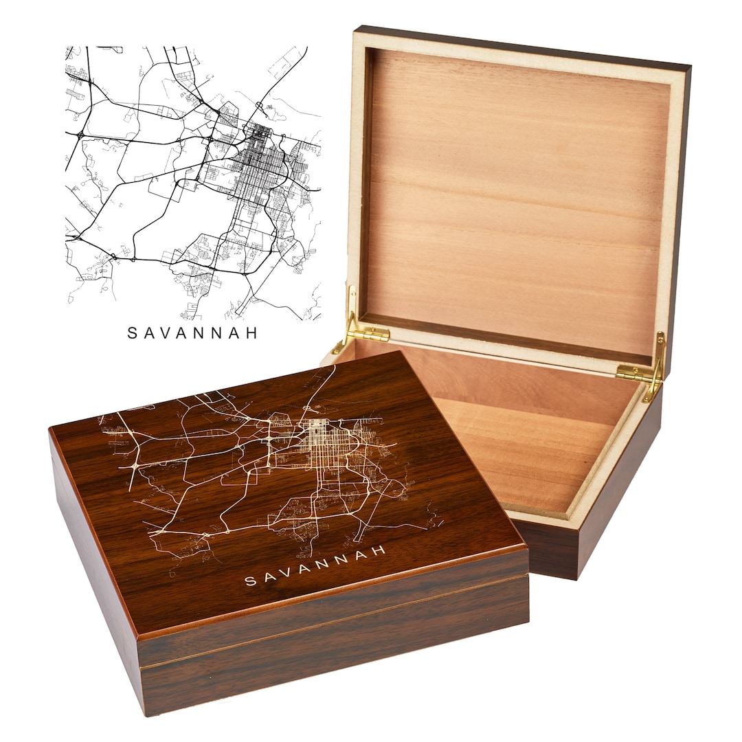 Savannah GA Box | City Maps | Custom Engraved Keepsake Box | City ...