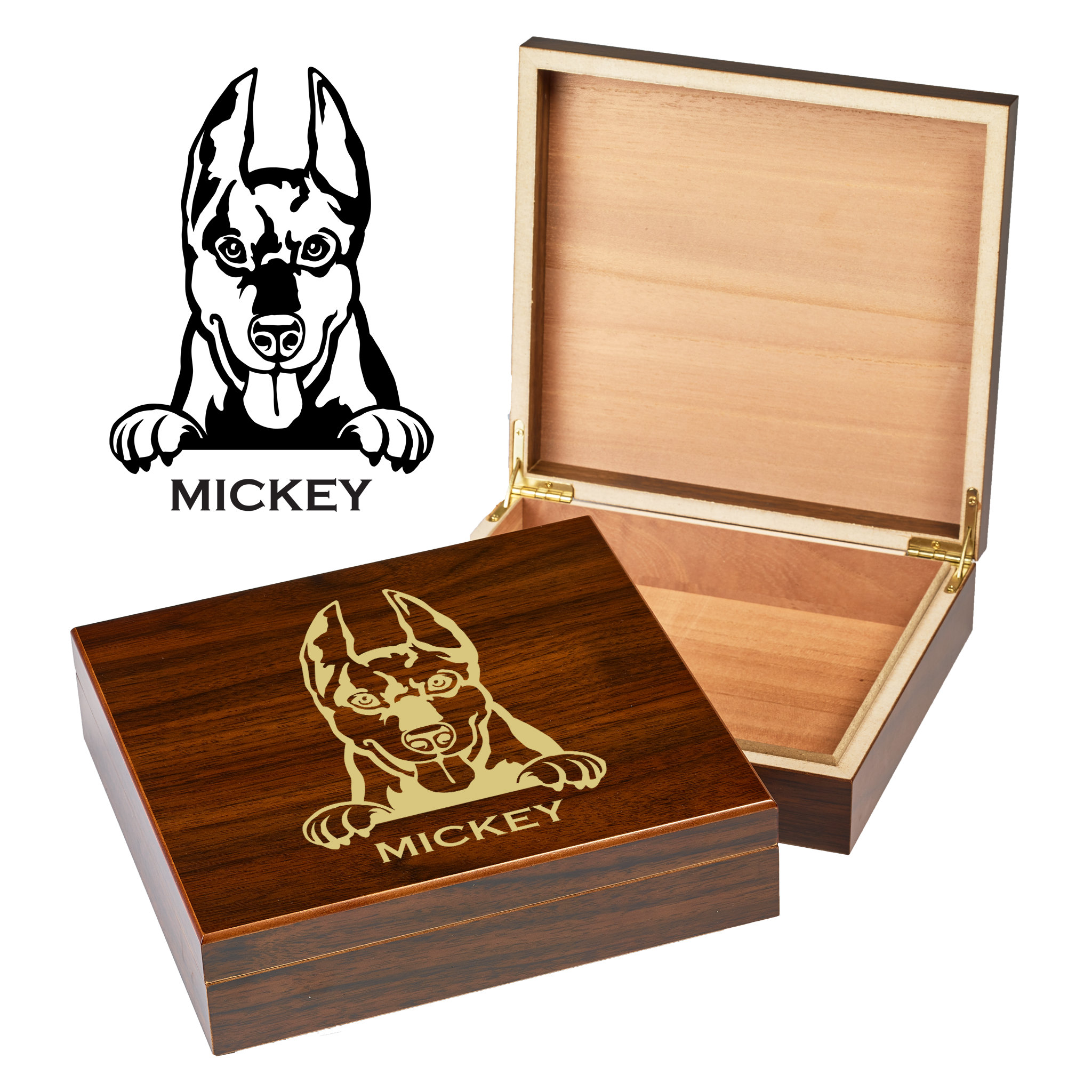 Custom Doberman Dog Box | Engraved Dog Memory Box | Personalized Dog ...