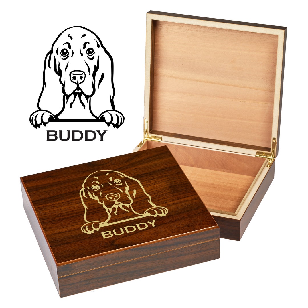 Custom Basset Hound Box | Engraved Dog Memory Box | Personalized Dog ...