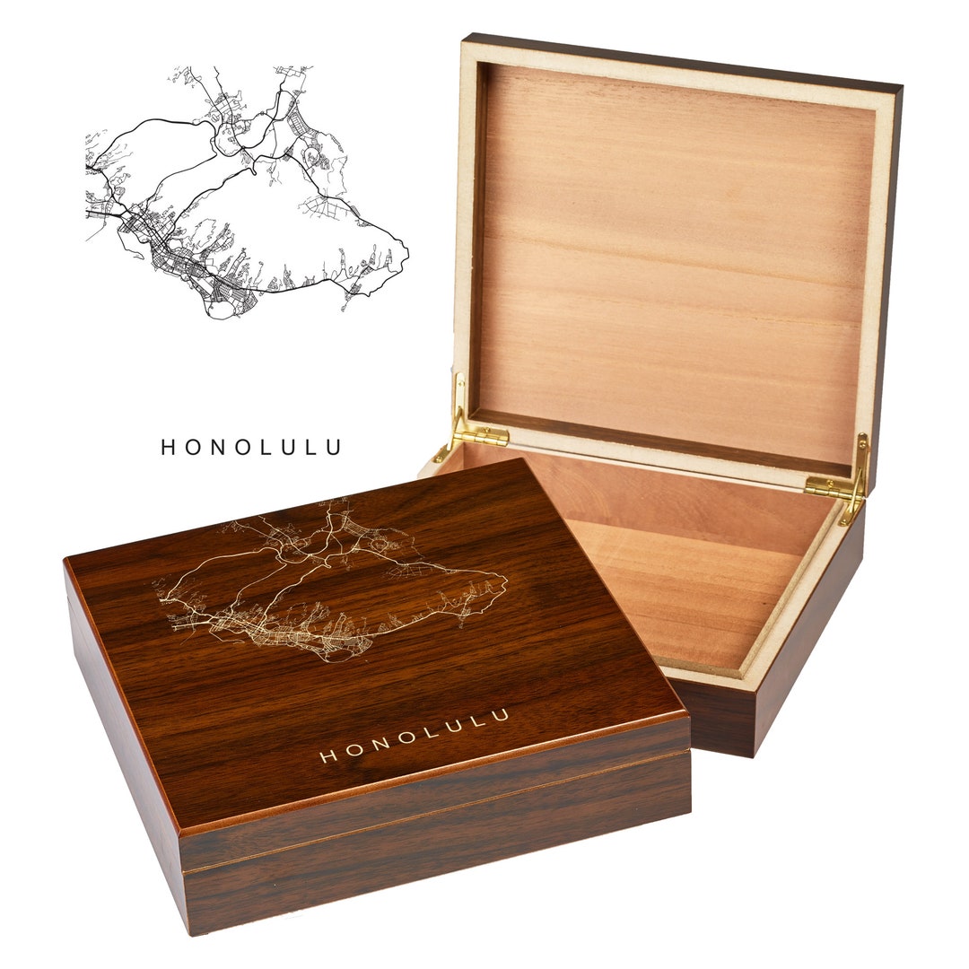 Honolulu Hawaii Box | City Maps | Custom Engraved Keepsake Box | City ...