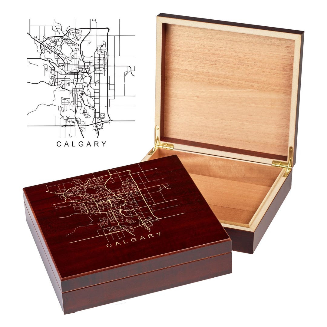 Calgary Keepsake Box | City Maps | Custom Engraved Keepsake Box | City ...
