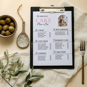 Cake Price List | Price List Template | Bakery Price List | Price List ...
