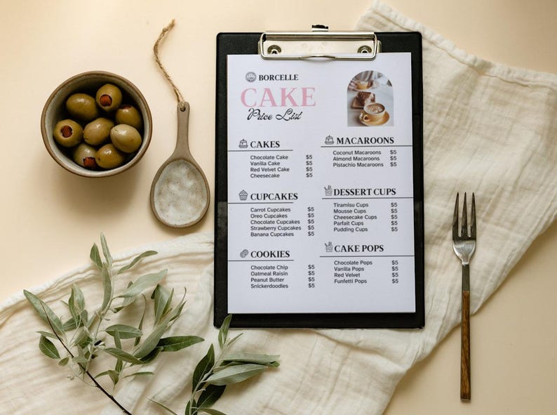 Cake Price List | Price List Template | Bakery Price List | Price List ...