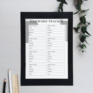 Password Tracker, Printable Password Log & Organizers, Password ...
