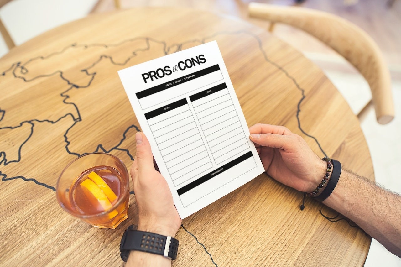 Printable Pros and Cons List, Instant Download, Print at Home Planner ...