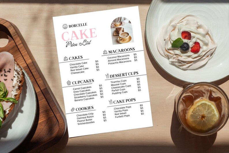 Cake Price List, Price List Template, Template Canva, Bakery Menu, Cake ...