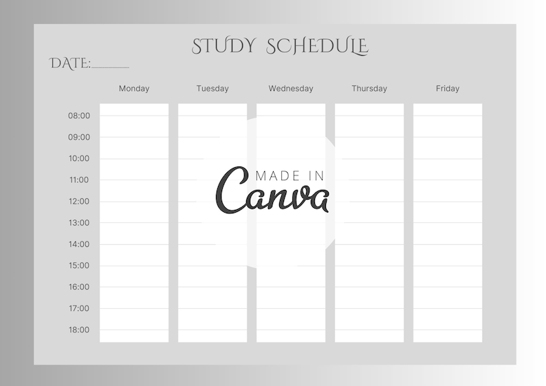 Minimalist Revision Timetable Printable Set, Hourly Agenda, Weekly ...