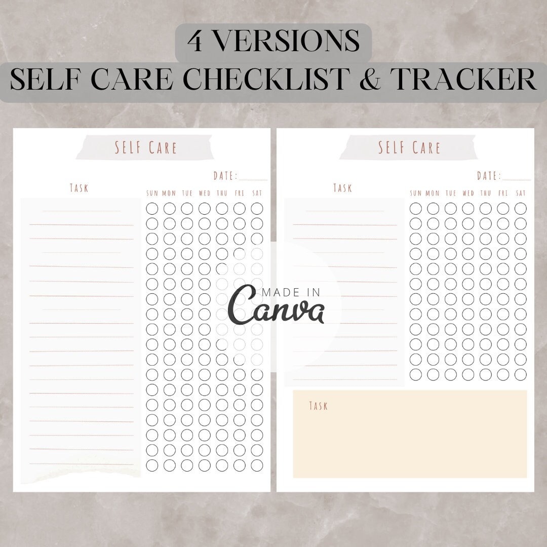 Weekly Self Care Tracker Printable, Daily Self Care Checklist, Routine ...