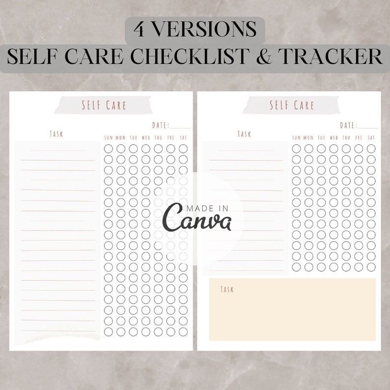 Weekly Self Care Tracker Printable, Daily Self Care Checklist, Routine ...