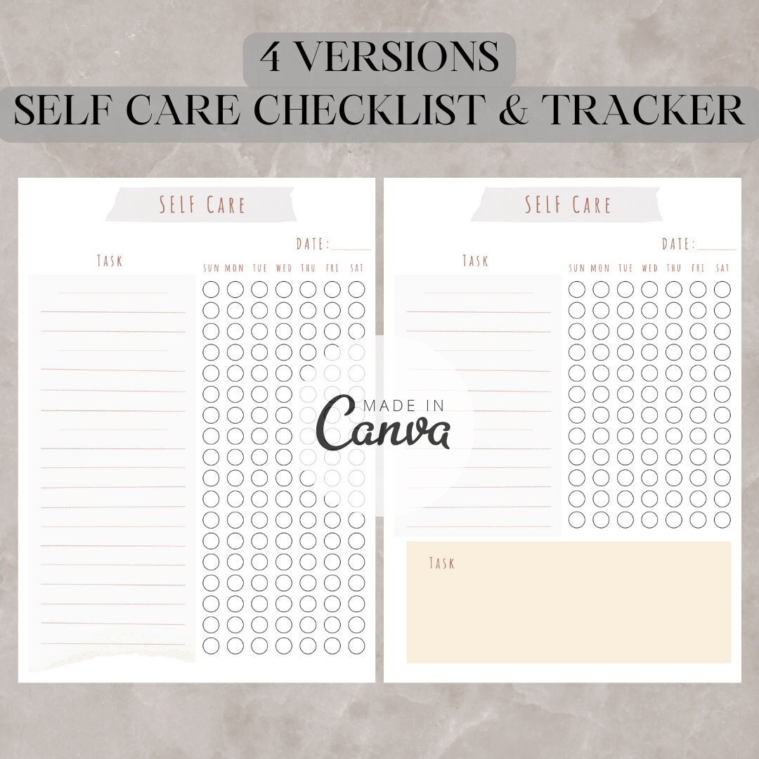 Weekly Self Care Tracker Printable Daily Self Care Checklist - Etsy