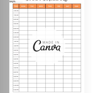 Minimalist Revision Timetable Printable Set, Hourly Agenda, Weekly ...