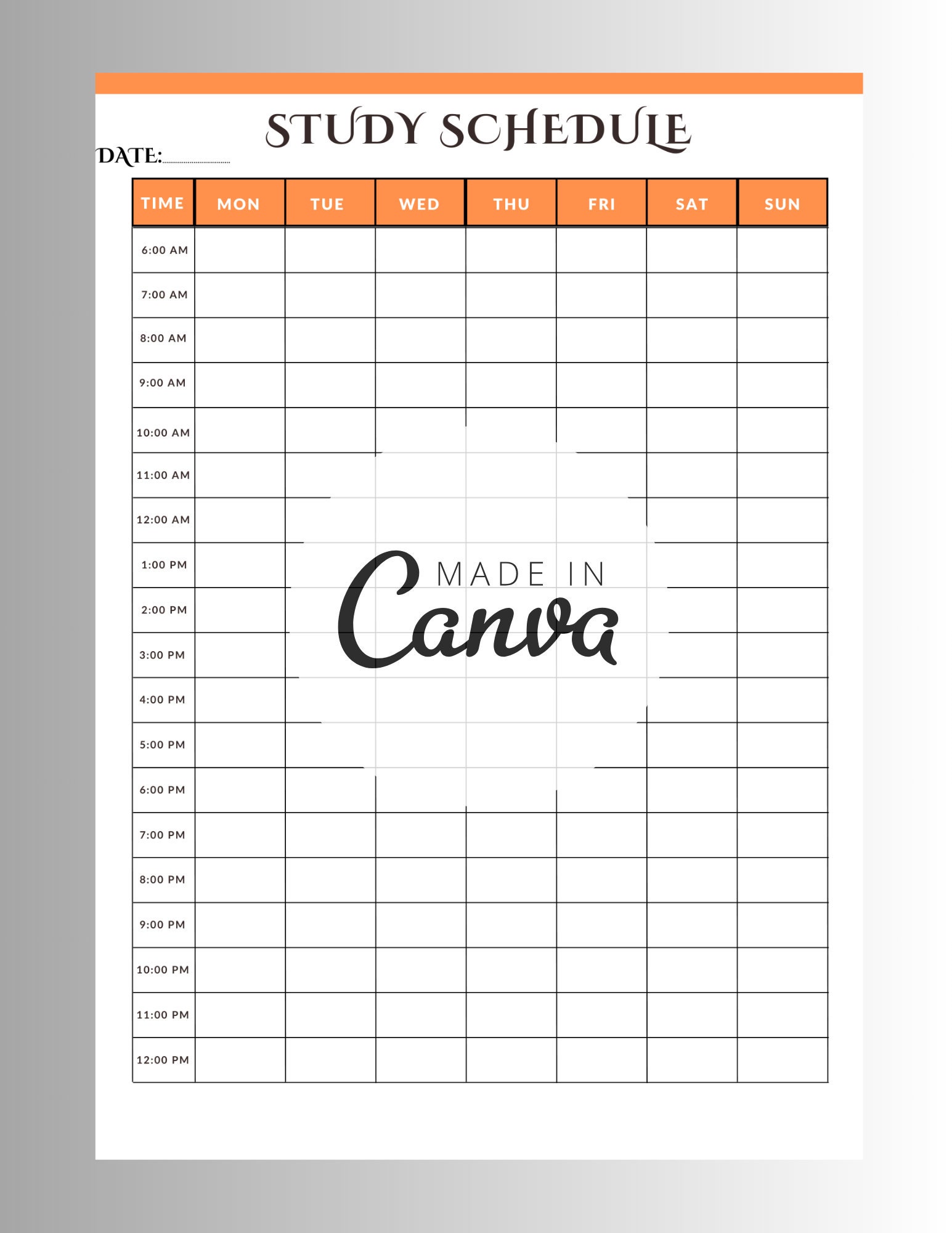 Minimalist Revision Timetable Printable Set, Hourly Agenda, Weekly ...