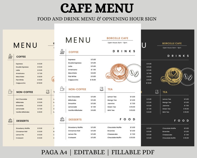 Coffee Shop Menu, Canva Menu Template, Drink Menu Template, Menu Bar ...