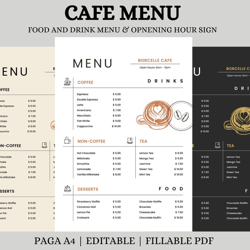 Editable Coffee Shopping List - Etsy