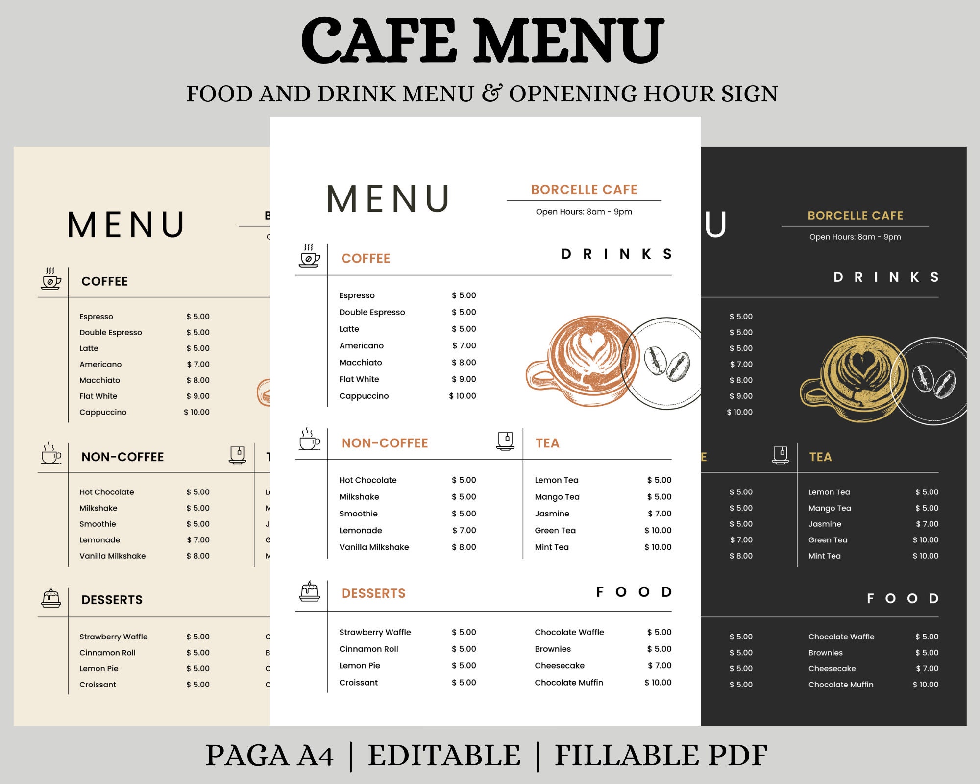 Coffee Menu Template, Coffee Bar Sign, Coffee Sign, Restaurant Menu ...