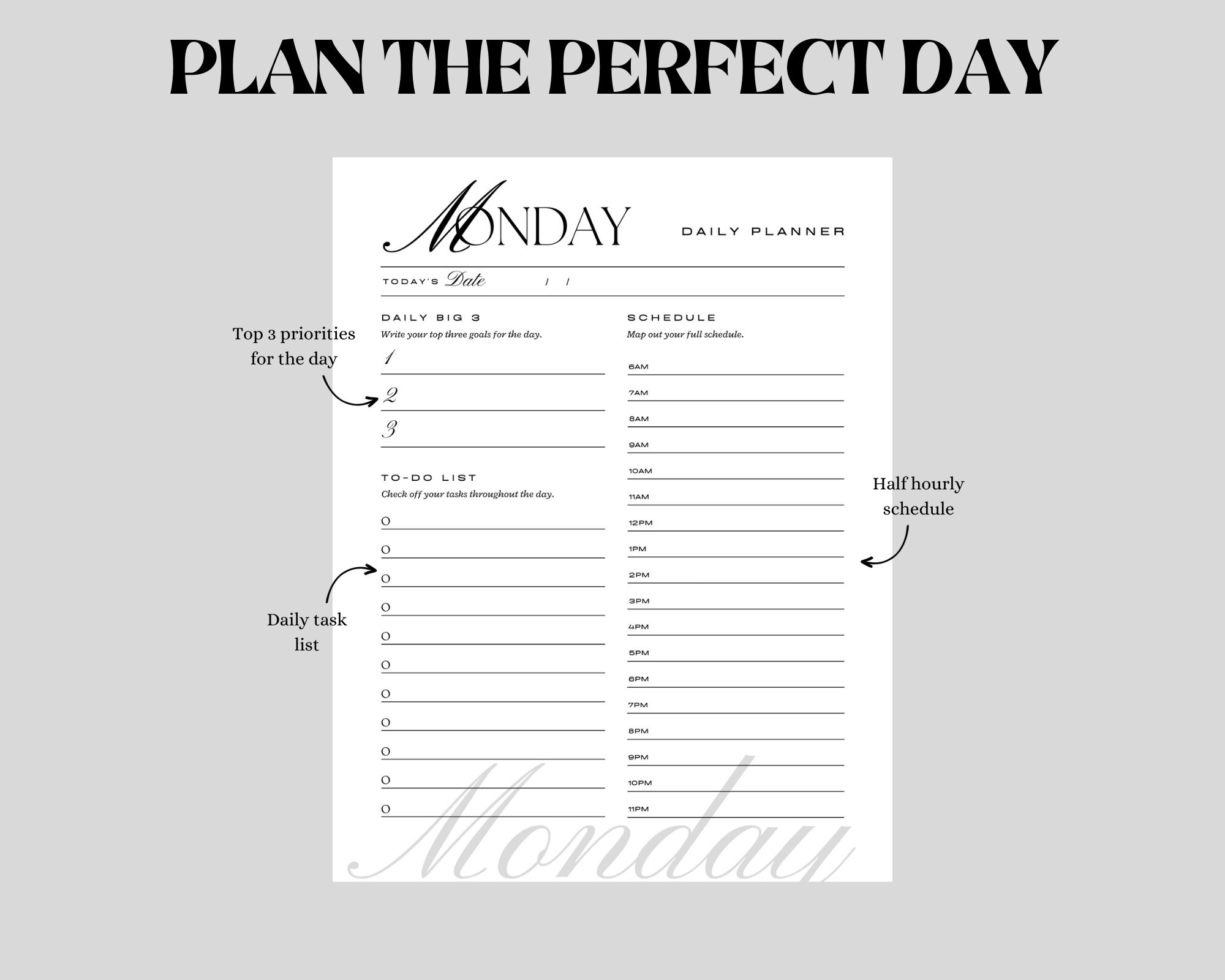 7 Day Planner Printable, Daily to Do List for Work, Weekly Planner ...