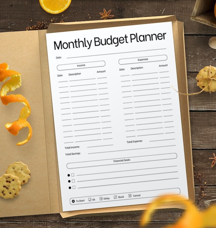 Monthly Budget Planner Printable & Fillable PDF, Budget Tracker ...