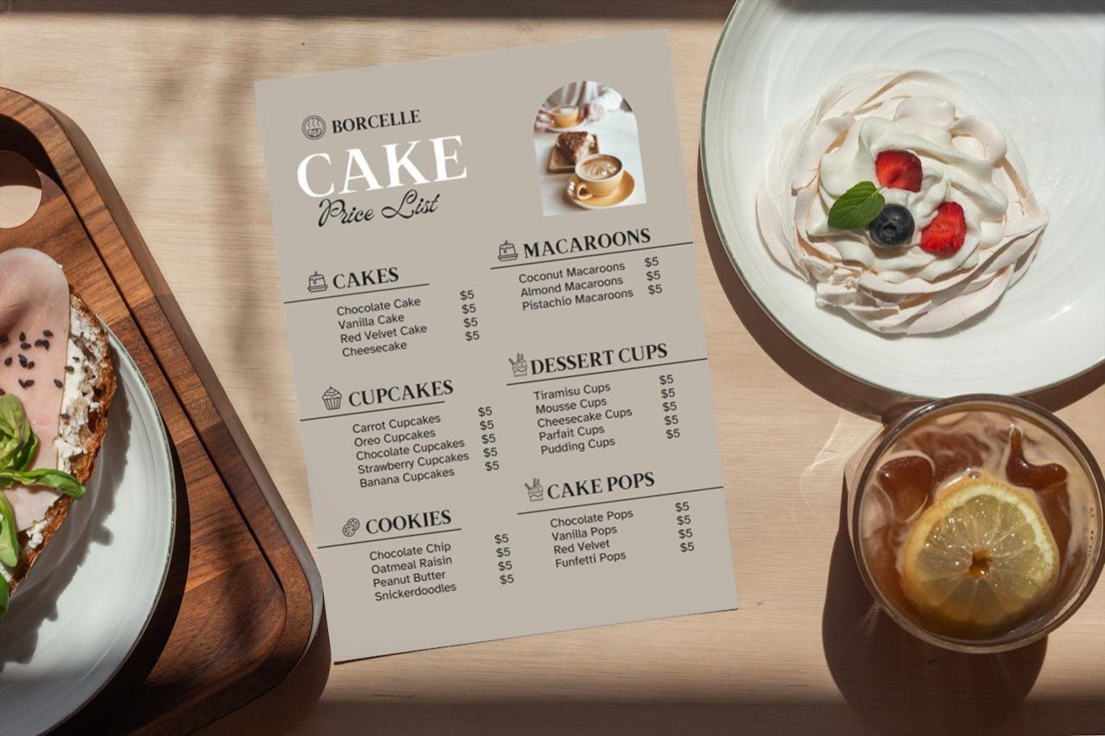 Cake Price List, Price List Template, Template Canva, Bakery Menu, Cake ...