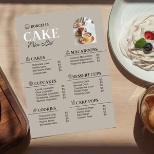Cake Price List | Price List Template | Bakery Price List | Price List ...