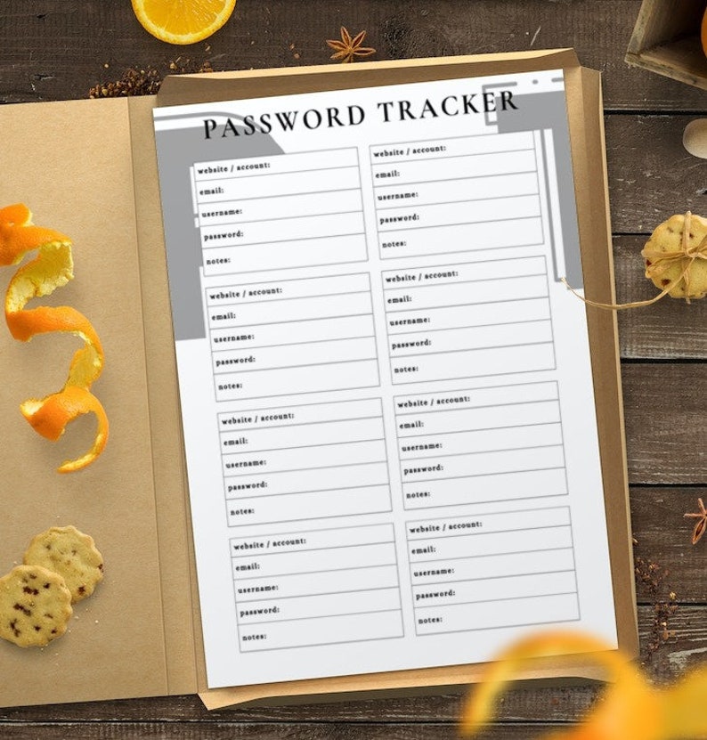 Password Tracker, Printable Password Log & Organizers, Password ...