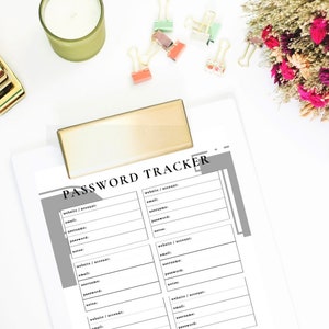 Password Tracker, Printable Password Log & Organizers, Password ...
