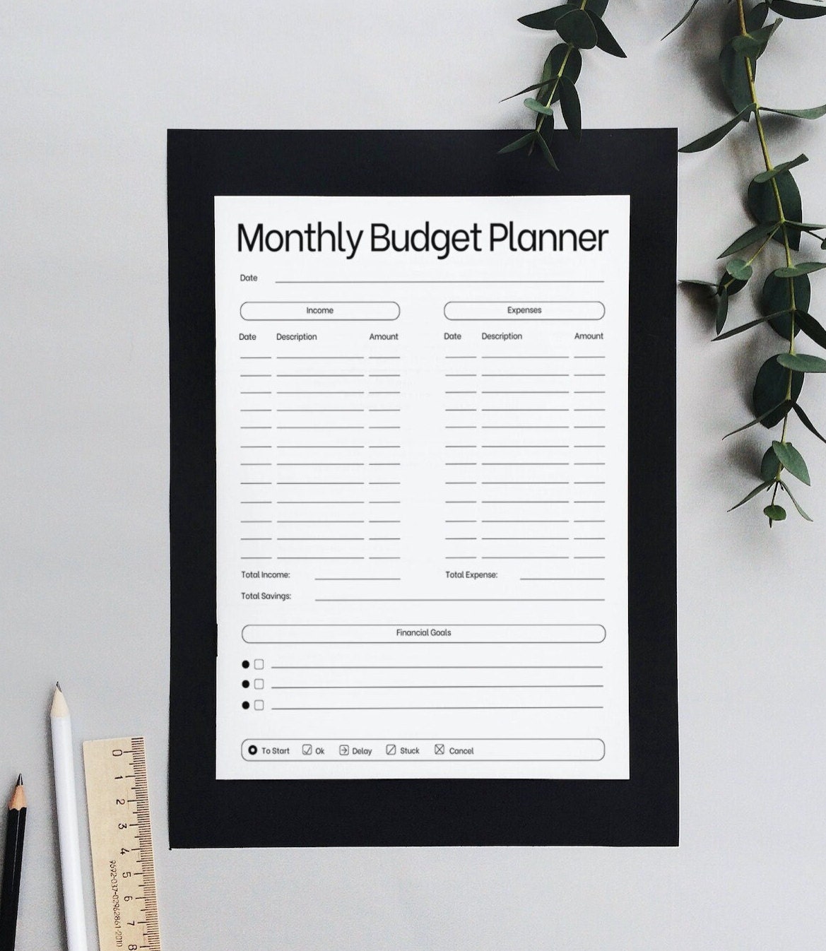 Monthly Budget Planner Printable & Fillable PDF, Budget Tracker ...